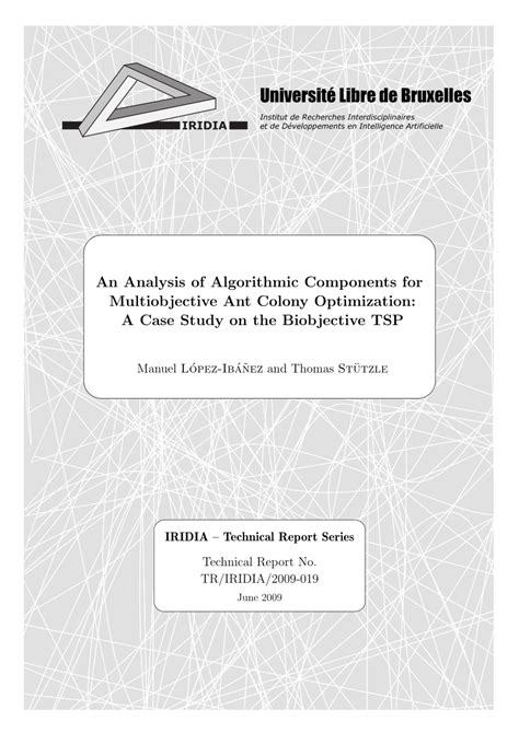 Pdf An Analysis Of Algorithmic Components For Multiobjective Ant