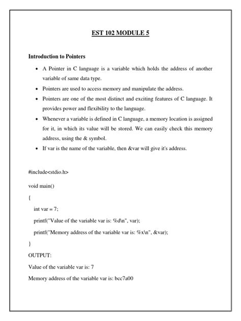 est 102 module 5 pdf pointer computer programming array data