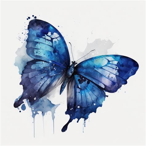 Mariposa Azul Acuarela Ilustración Ai Generativexa Foto Premium