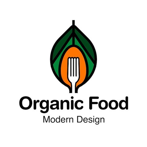 Premium Vector Organic Food Flat Logo Fork Spoon Flat Vector