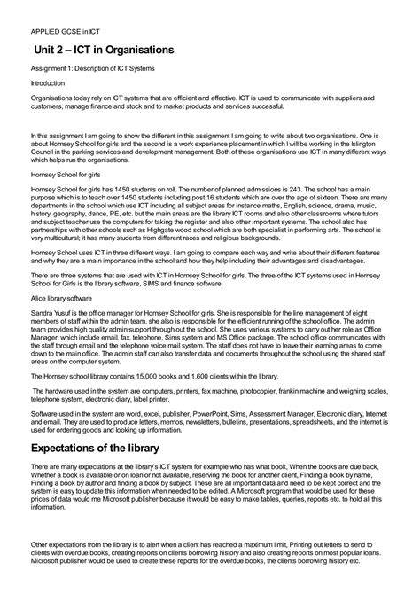 Solution Description Of Ict Systems Studypool