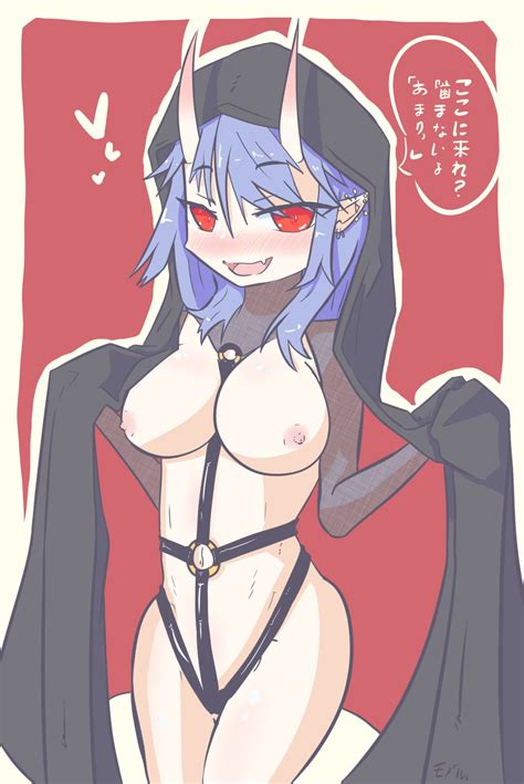 Rule 34 Big Hair Blue Hair Blush Blushing Boobs Breasts Breasts Out Breasts Outside Flustered