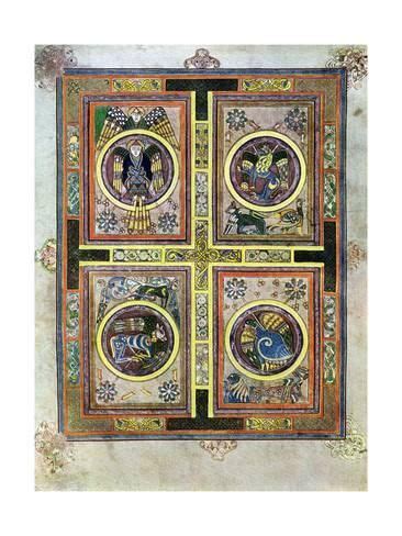 The Book Of Kells Symbols Of The Four Evangelists C 800 Ad Celtic