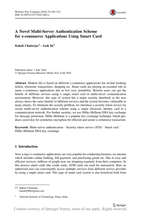 a novel multi server authentication scheme for e commerce applications