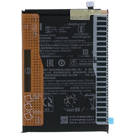 Xiaomi Redmi 9T Battery BN62 6000 MAH Internal Battery Phone Parts