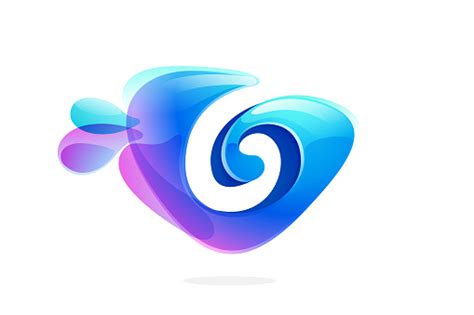 6 로고 샘물과 이슬 방울로 만든 여섯 번째 환경 친화적 인 이니셜 겹치는 수채화 스타일의 순수한 에코 엠블럼 3차원 형태에 대한 스톡 벡터 아트 및 기타 이미지 Istock