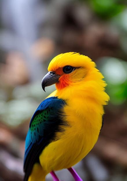 Un Pájaro Colorido Con Un Pico Azul Y Un Pico Rojo Foto Premium