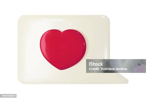 사랑 메시지 채팅 알림 아이콘 벡터 버튼 Ui 요소와 같은 소셜 미디어 댓글 게시물로 빨간 심장이 있는 3d 말풍선 3차원