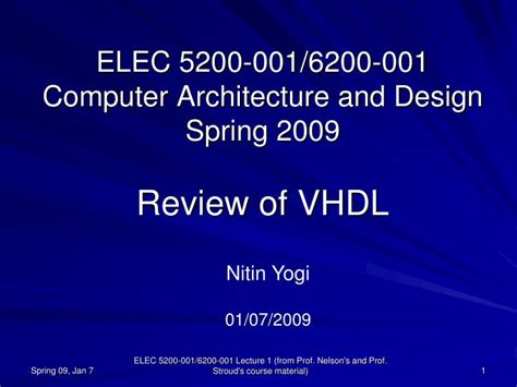 Ppt Elec 5200 0016200 001 Computer Architecture And Design Spring