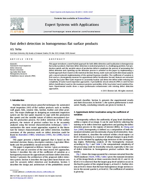 Pdf Fast Defect Detection In Homogeneous Flat Surface Products