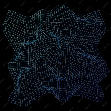 premium vector distorted neon grid pattern wireframe wave geometry