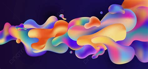 Abstract Colorful Gradient Fluid Shape Flowing On Blue Background Graphic Vibrant Gradient
