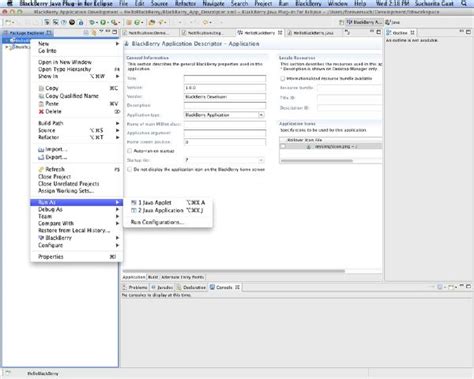 Blackberry Cannot Find Run On Simulator Option On Eclipse On Mac Osx Stack Overflow