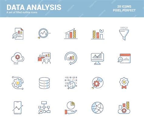 Premium Vector Flat Line Filled Icons Designdata Analysis