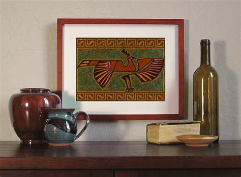 Zia Bird Color Options Southwest Collection A X Greeting Card Print Or Art Block In