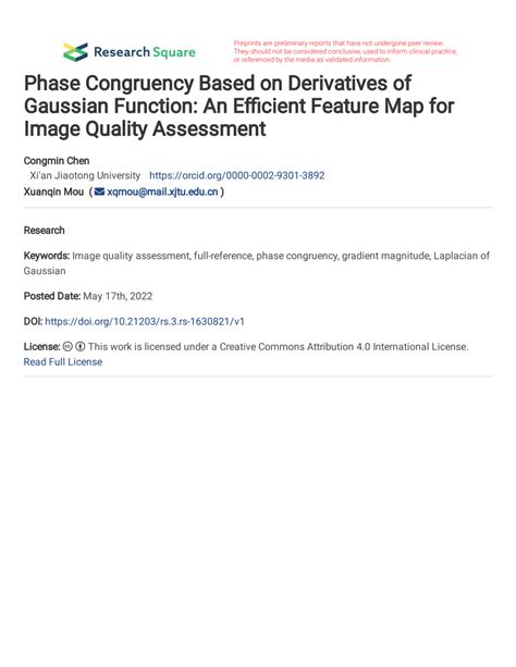 Pdf Phase Congruency Based On Derivatives Of Gaussian Function An Efficient Feature Map For