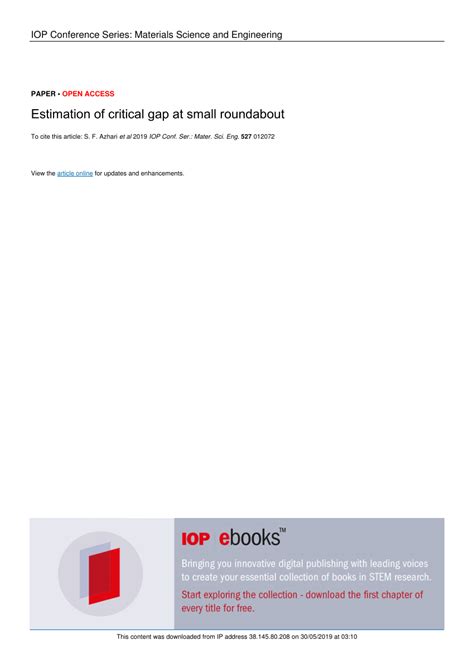 Pdf Estimation Of Critical Gap At Small Roundabout