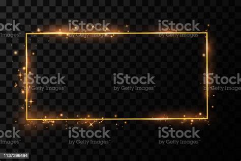 조명 효과와 벡터 황금 프레임입니다 빛나는 사각형 배너입니다 검은 투명 배경에 고립 벡터 일러스트 레이 션 Eps 10 10에