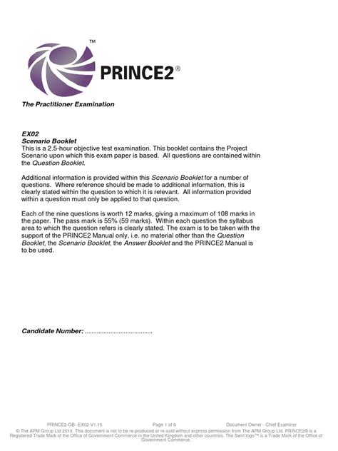 Section 3a Ex02 Prince2 Sample Practitioner Objective Test V1 15 January 11