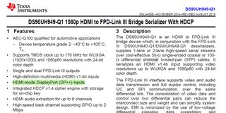 DS UB Q HDMI Mode DisplayPort DP Inputs Interface Forum Interface TI E E Support