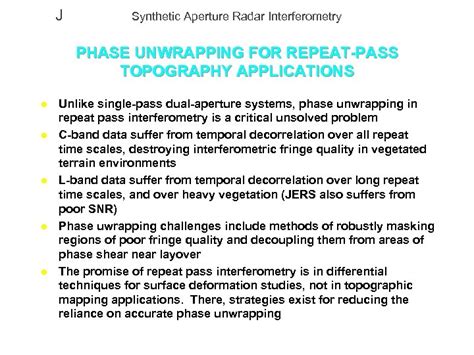 J Synthetic Aperture Radar Interferometry Implementation Of Interferometric