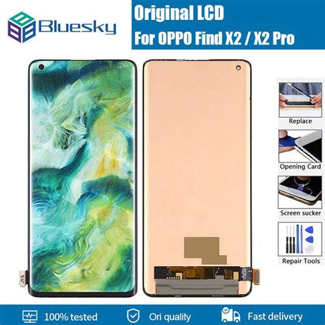 Bluesky 6 7 Original AMOLED Display For OPPO Find X2 Pro LCD Touch Screen Replacement CPH2025