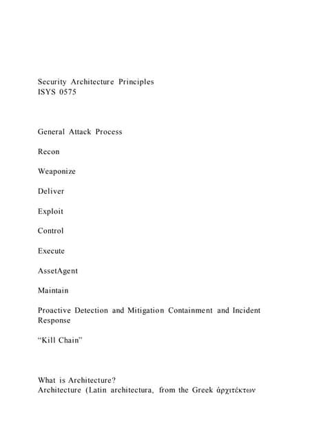 Security Architecture Principles Isys 0575general Att Docx