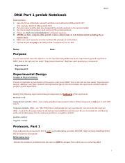 DNA1 PCR Prelab Template F22 Docx BS171 DNA Part 1 Prelab Notebook Instructions 1 2 3 4 5