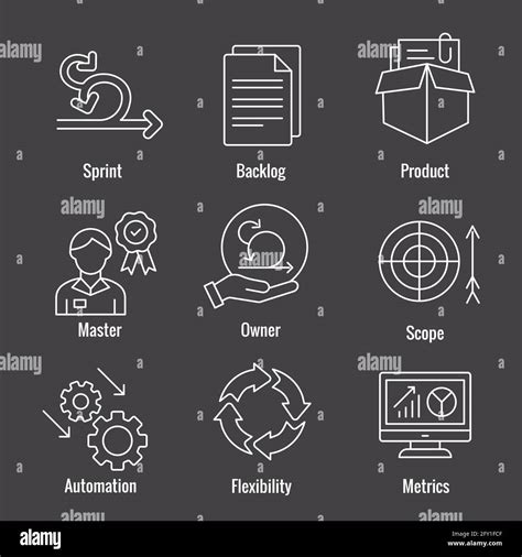 Agile Scrum Process Development With Icon Set Stock Vector Image Art
