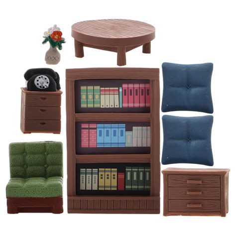 Masteelf 8pcs Mini Dollhouse Accessories Set Miniature Bookcase Model
