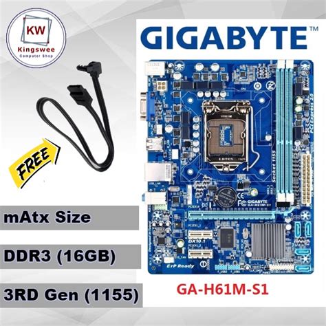 [kingswee] Gigabyte H61m Motherboard Socket 1155 Mobo Support Intel