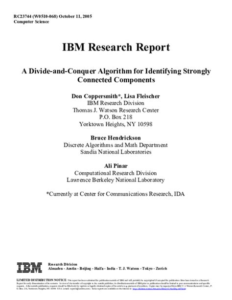 Pdf A Divide And Conquer Algorithm For Identifying Strongly Connectedcomponents