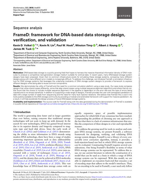 PDF FrameD Framework For DNA Based Data Storage Design Verification And Validation