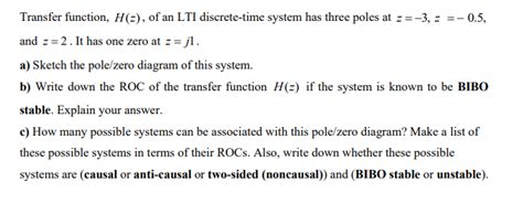 Solved Transfer Function H Z Of An Lti Discrete Time Chegg