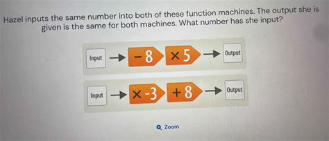 Solved Hazel Inputs The Same Number Into Both Of These Function Machines The Output She Is