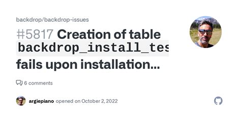 creation of table `backdrop install test` fails upon installation