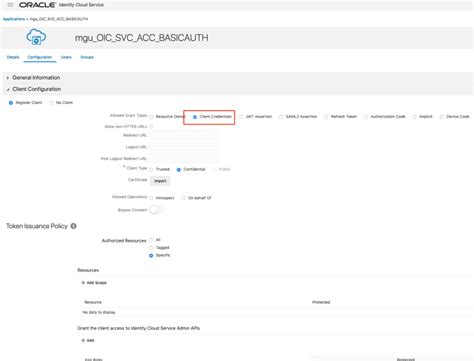 Access Oic Rest Based Integrations Using An Oauth Client No Password Expiry For Basic Auth User