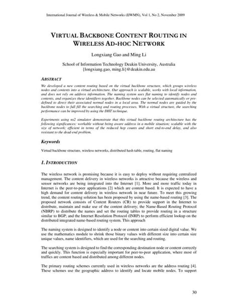 Virtual Backbone Based Content Routing In Wireless Ad Hoc Network Pdf