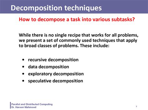 Solution Parallel Distributed Computing Decomposition Techniques