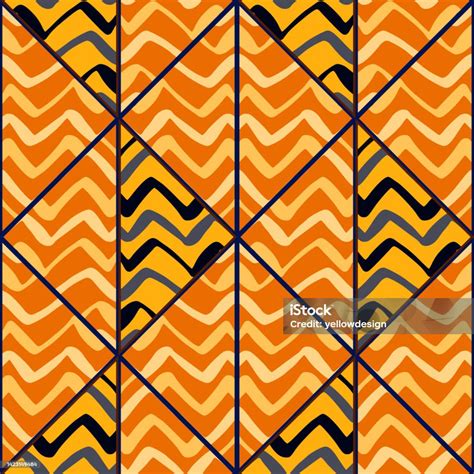 손으로 그린 웨이브 모자이크 이음새가 없는 패턴 장식 지그재그 타일 끝없는 벽지 창조적 인 추상 장식품 가리기에 대한 스톡 벡터