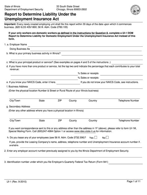 2010 Form Il Ui 1 Fill Online Printable Fillable Blank Pdffiller
