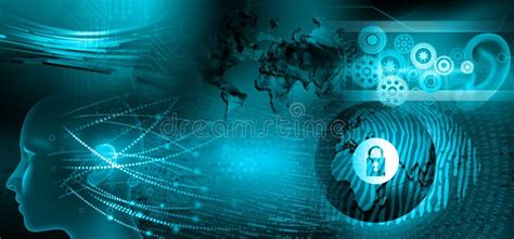 Abstract Technology Security On Global Network Background Vector