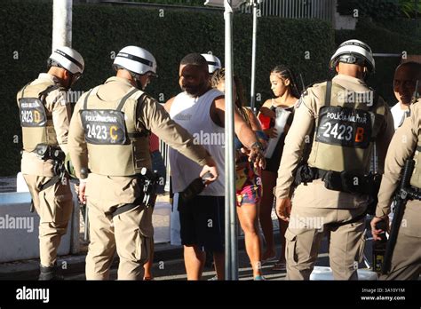 Access Control At Security Portals Salvador Bahia Brazil March 1 2025 Military Police