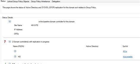 activie directory replication is showing errors for some gpos windows