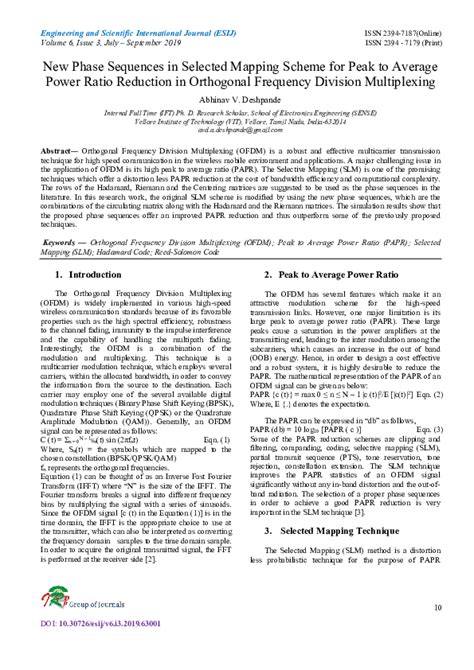 Pdf New Phase Sequences In Selected Mapping Scheme For Peak To