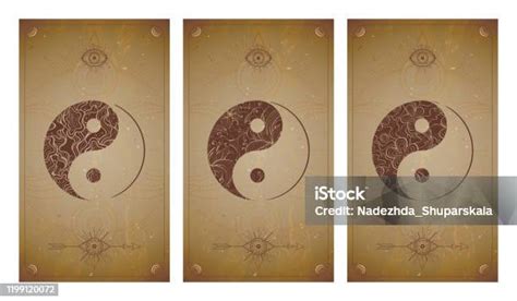 기하학적 모양과 프레임 빈티지 배경에 세 음의 양 기호의 벡터 세트 0명에 대한 스톡 벡터 아트 및 기타 이미지 0명 균형