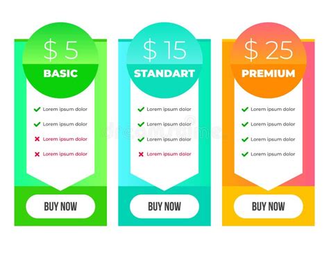 Comparative Table Vector Of 3 Column Price List Template Infographic