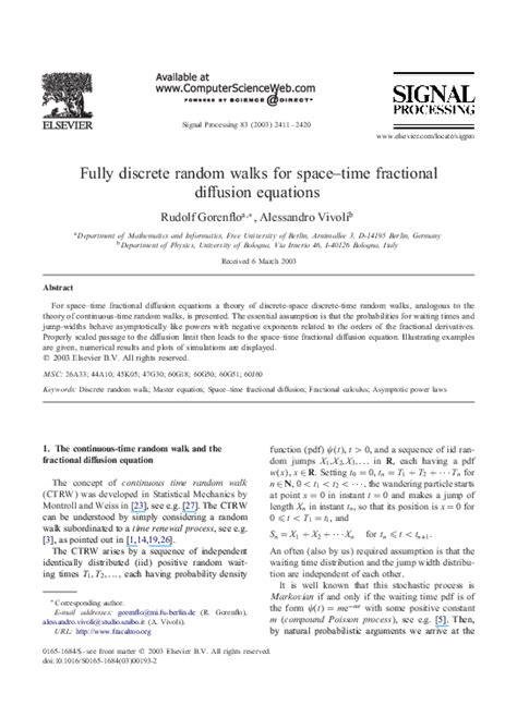 Pdf Fully Discrete Random Walks For Spacetime Fractional Diffusion