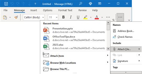 Add An Attachment In Outlook For Windows Microsoft Outlook 365