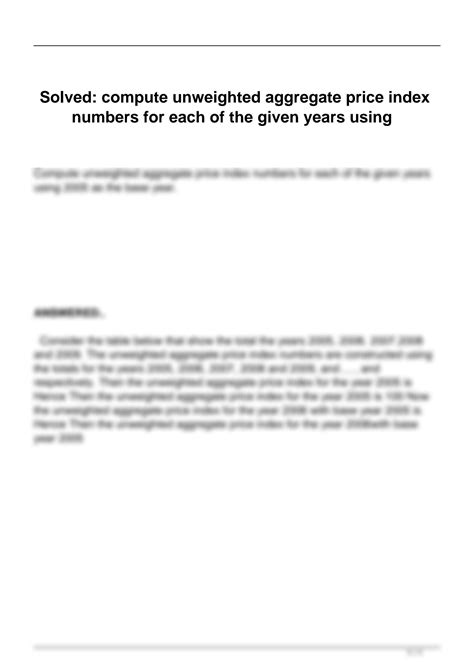 solution solved compute unweighted aggregate price index numbers for